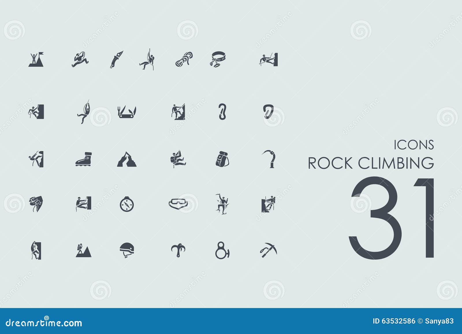 Set of rock climbing icons stock vector. Illustration of climb - 63532586