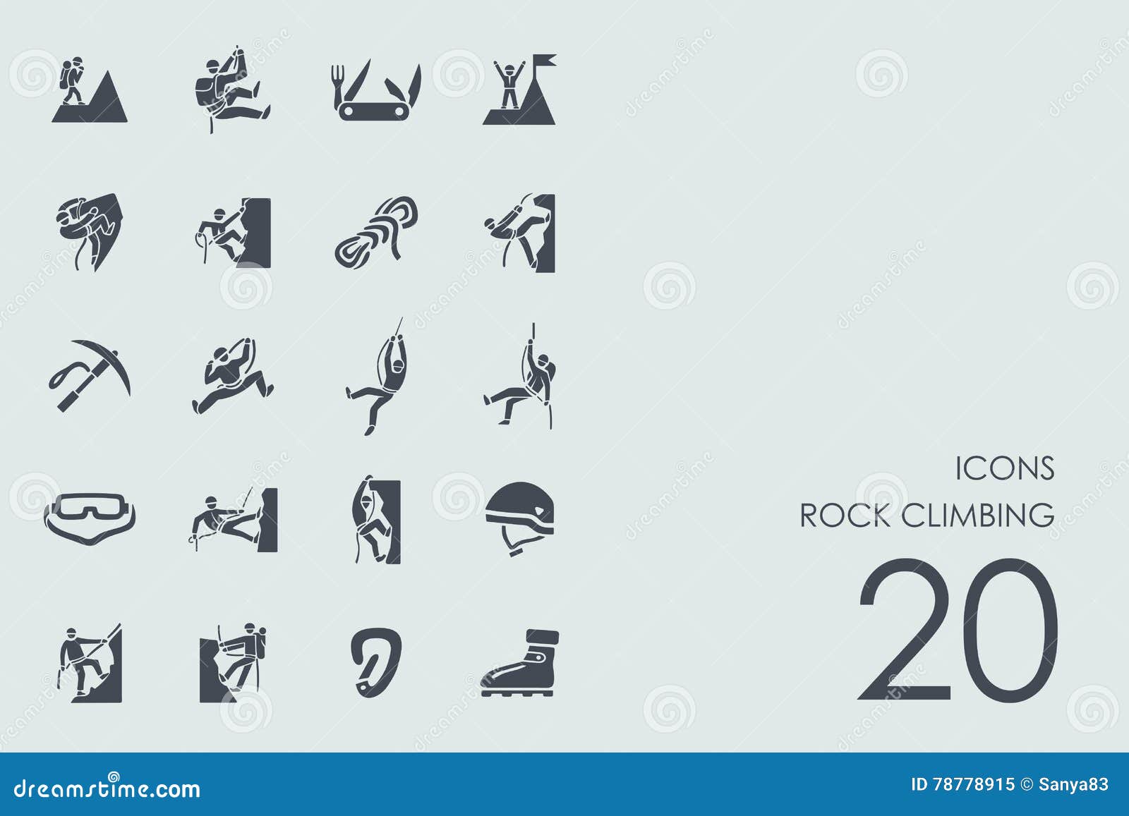 Set of rock climbing icons stock vector. Illustration of design - 78778915