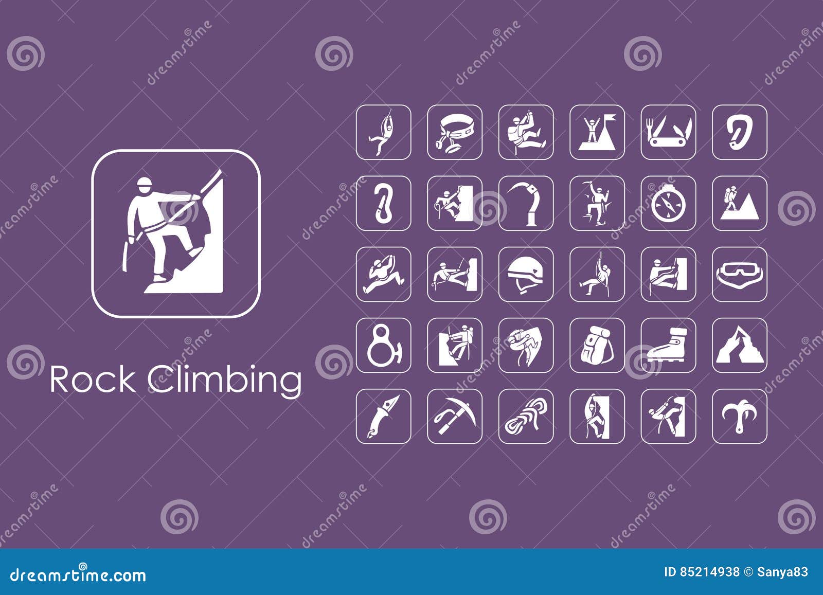 Set of Rock Climbing Simple Icons Stock Vector - Illustration of risk ...