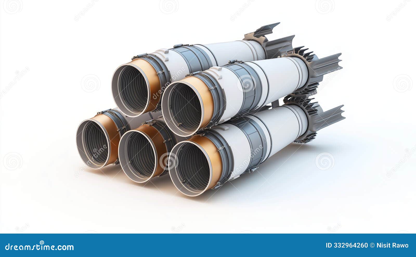Set of Rocket Engines, Isolated on White Background, 3D Illustration ...