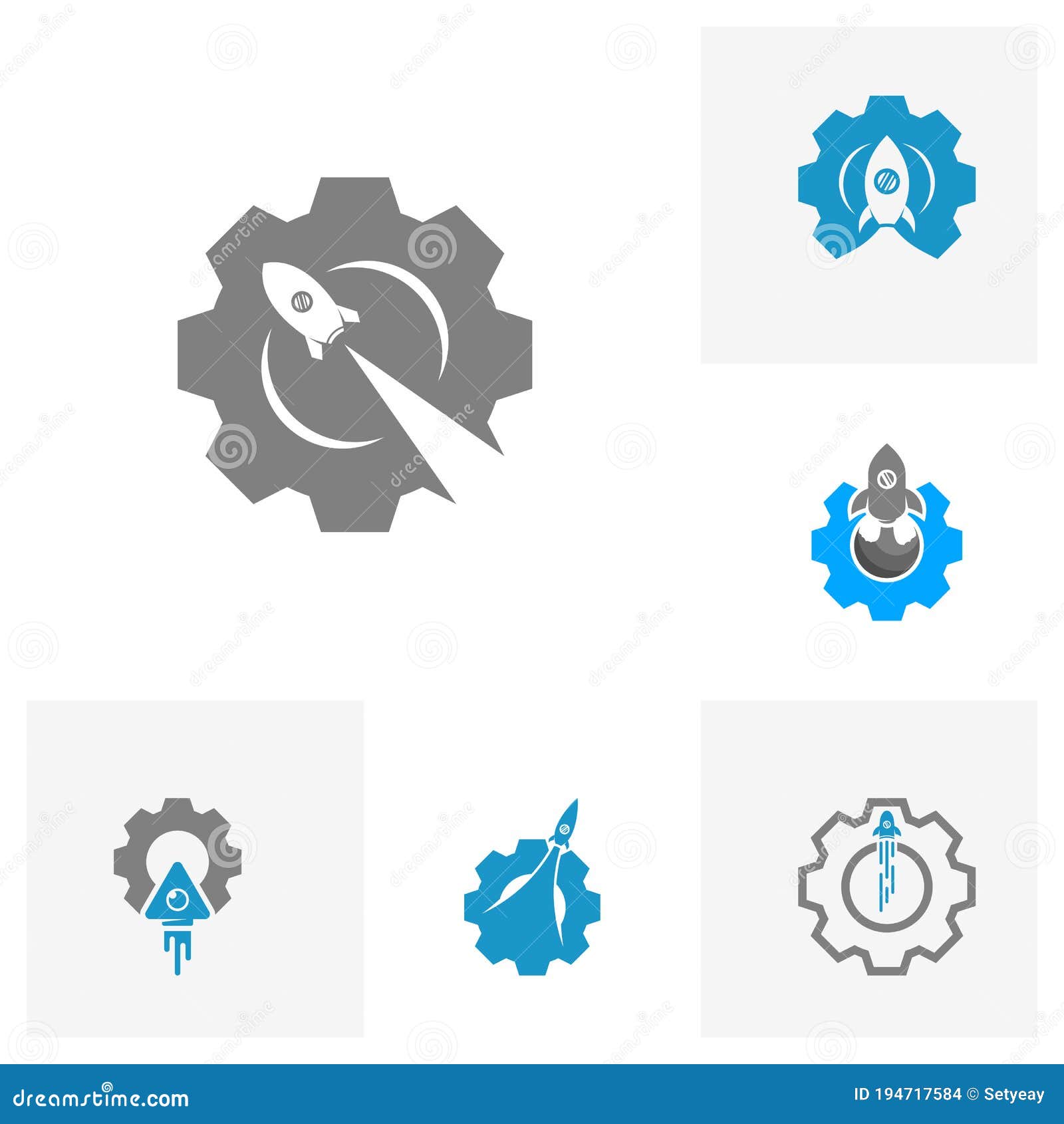 Set of Rocket Gear Logo Icon Vector Template, Creative Design, Symbol ...