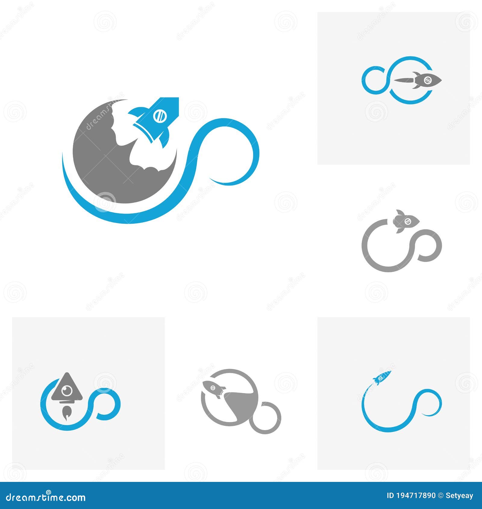 Set of Rocket Infinity Logo Icon Vector Template, Creative Design ...