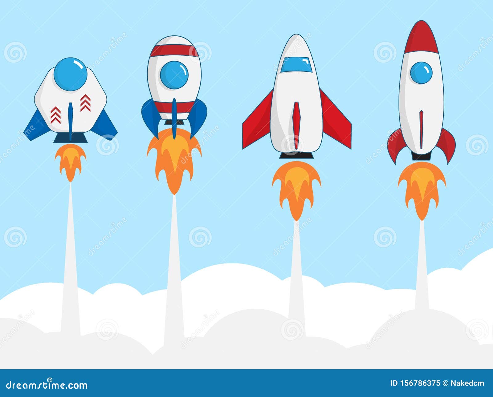 Set of Rocket Launcher, Concept for Startup Stock Vector - Illustration ...