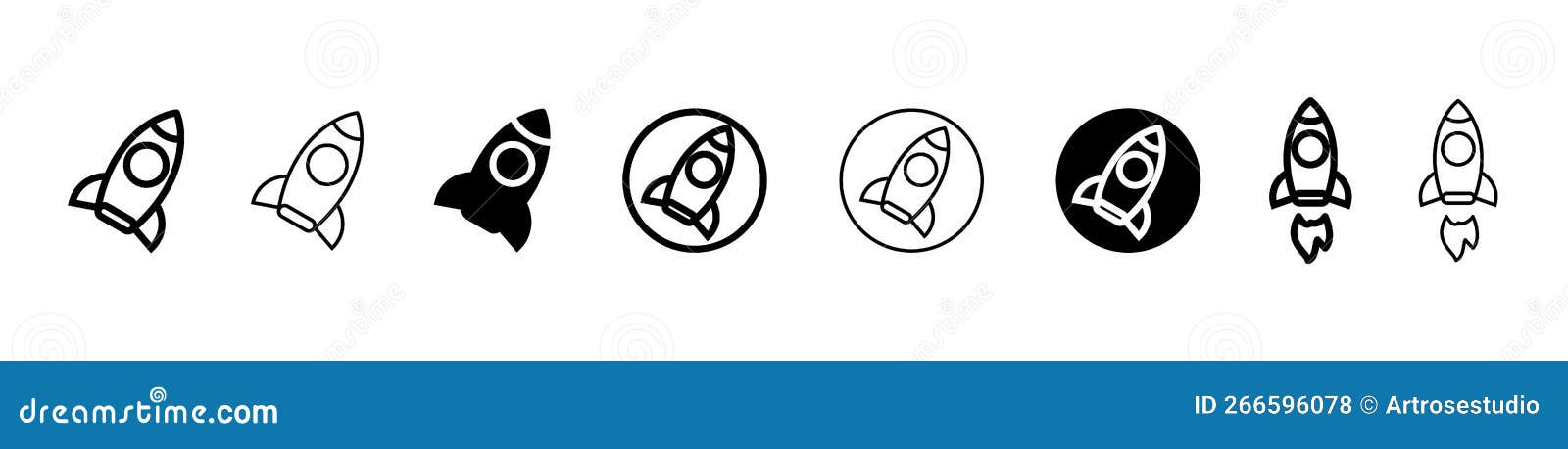 Set of Rocket Line Shapes, Thin Line Design Stock Vector - Illustration ...