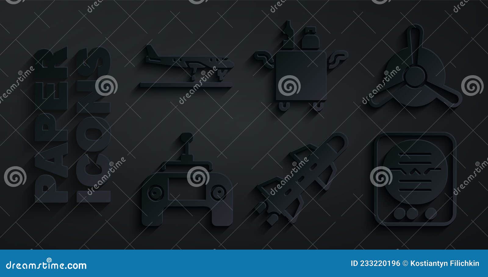 Set Rocket, Plane Propeller, Drone Remote Control, Attitude Indicator ...