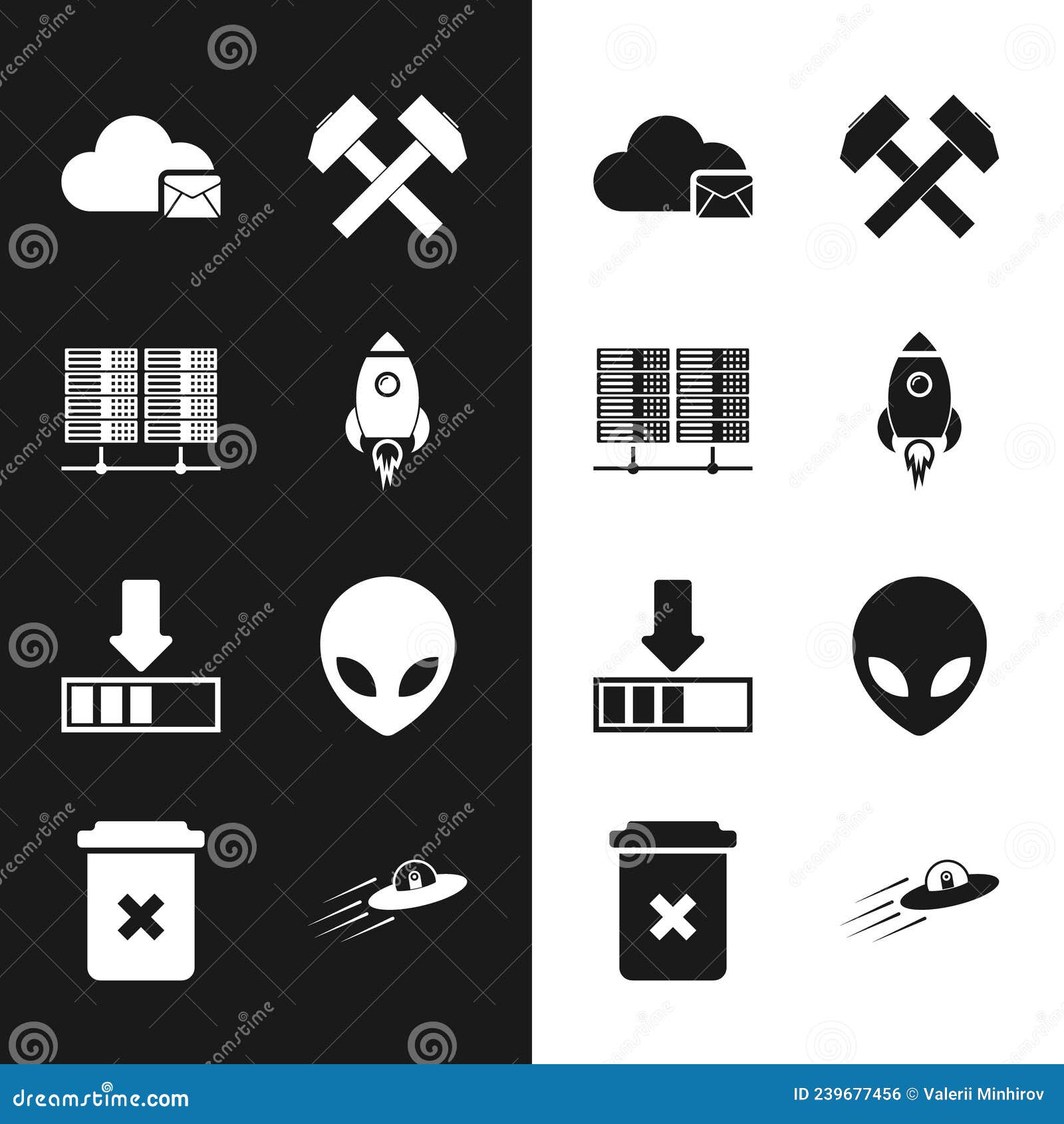 Set Rocket Ship with Fire, Server, Data, Web Hosting, Cloud Mail Server ... Set Rocket Ship with Fire, Server, Data, Web Hosting, Cloud Mail Server ...