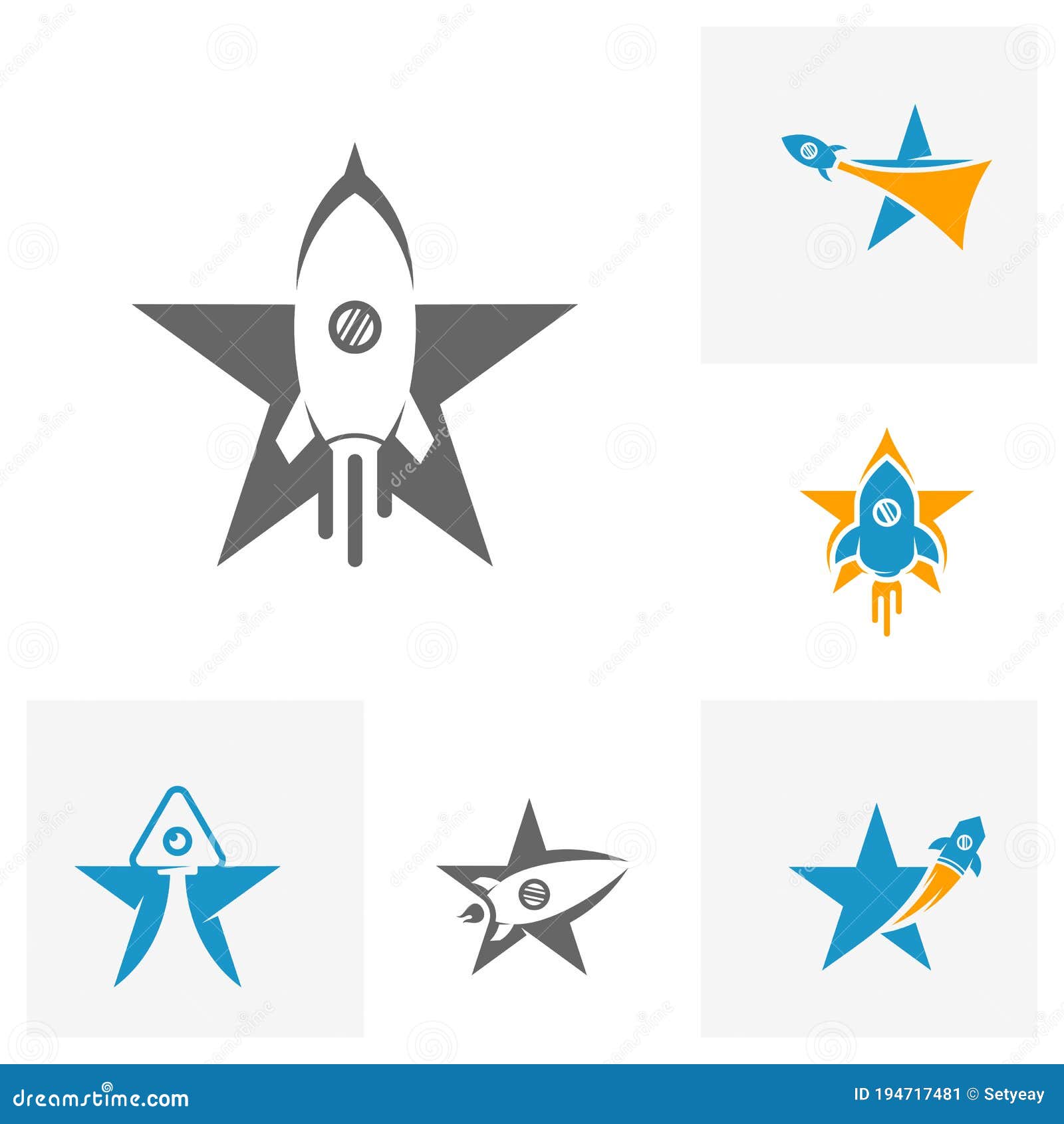 Set of Rocket Star Logo Icon Vector Template, Creative Design, Symbol ...