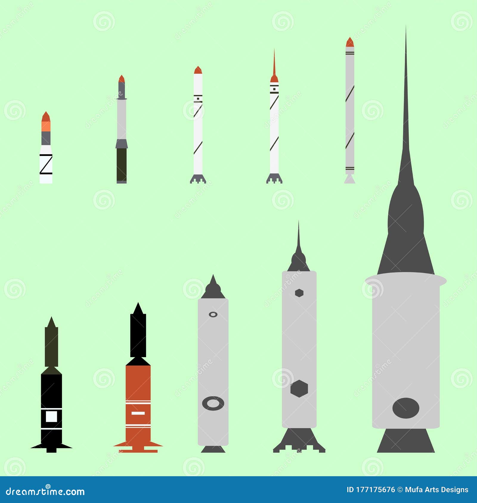 Set of Rocket. Millitary Elements. Stock Vector - Illustration of ...