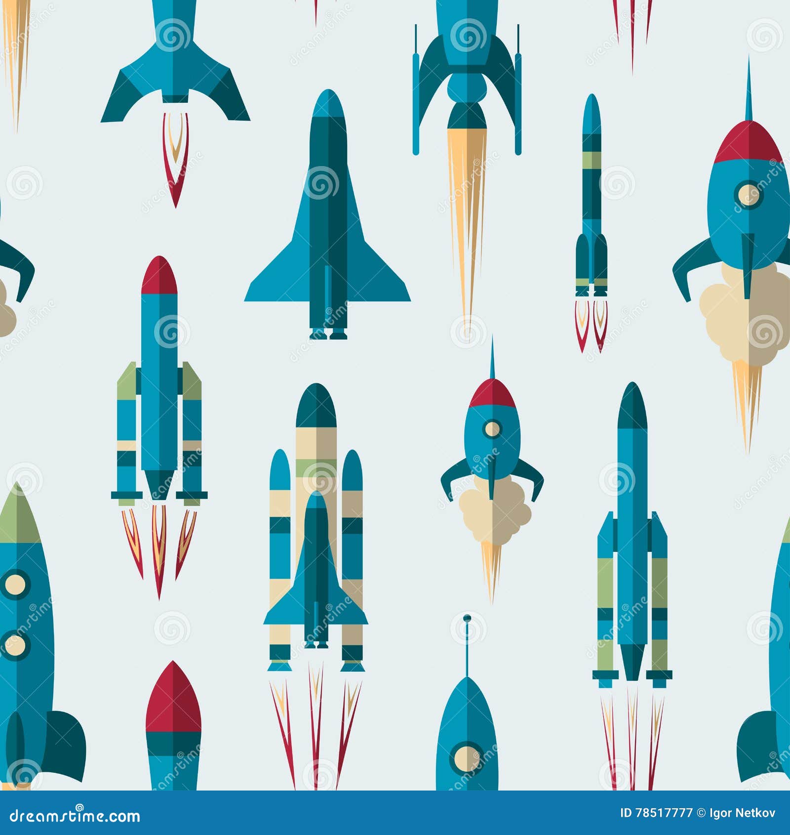 Set of rockets pattern stock vector. Illustration of graphic - 78517777