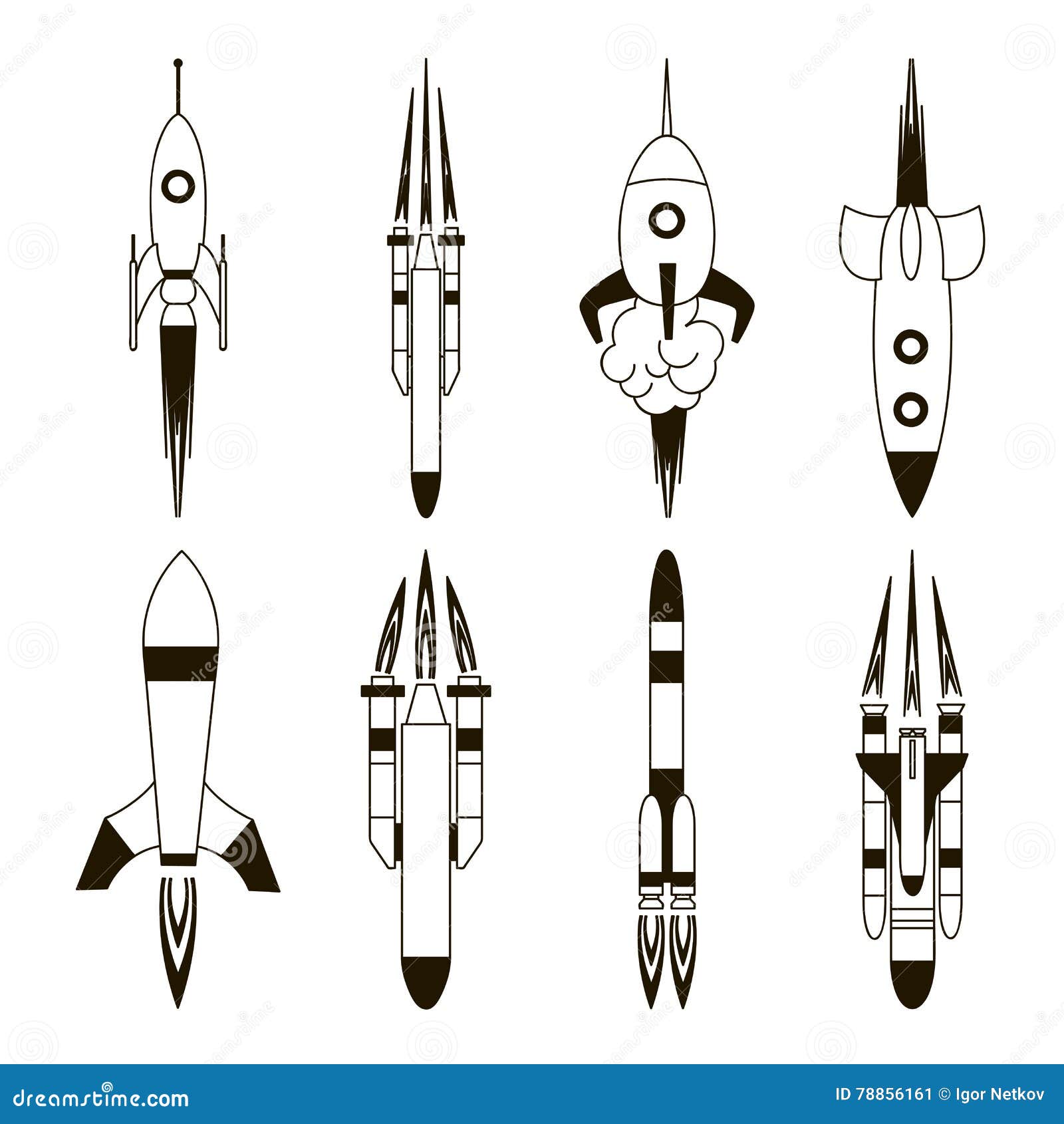 Set of rockets stock vector. Illustration of ship, modern - 78856161
