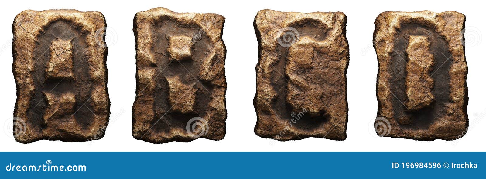 Set of Rocky Letters a, B, C, D. Font of Stone on White Background ...