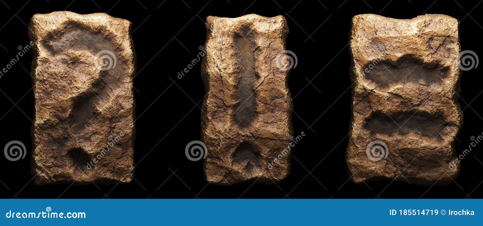 Set Of Rocky Symbols Question Mark, Exclamation Mark, Equals. Font Of ...