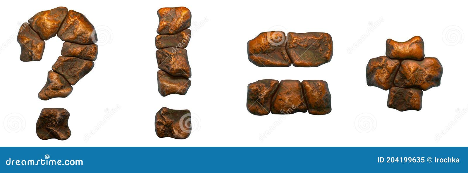 Set Of Rocky Symbols Question Mark, Exclamation Mark, Equals Plus. Font ...