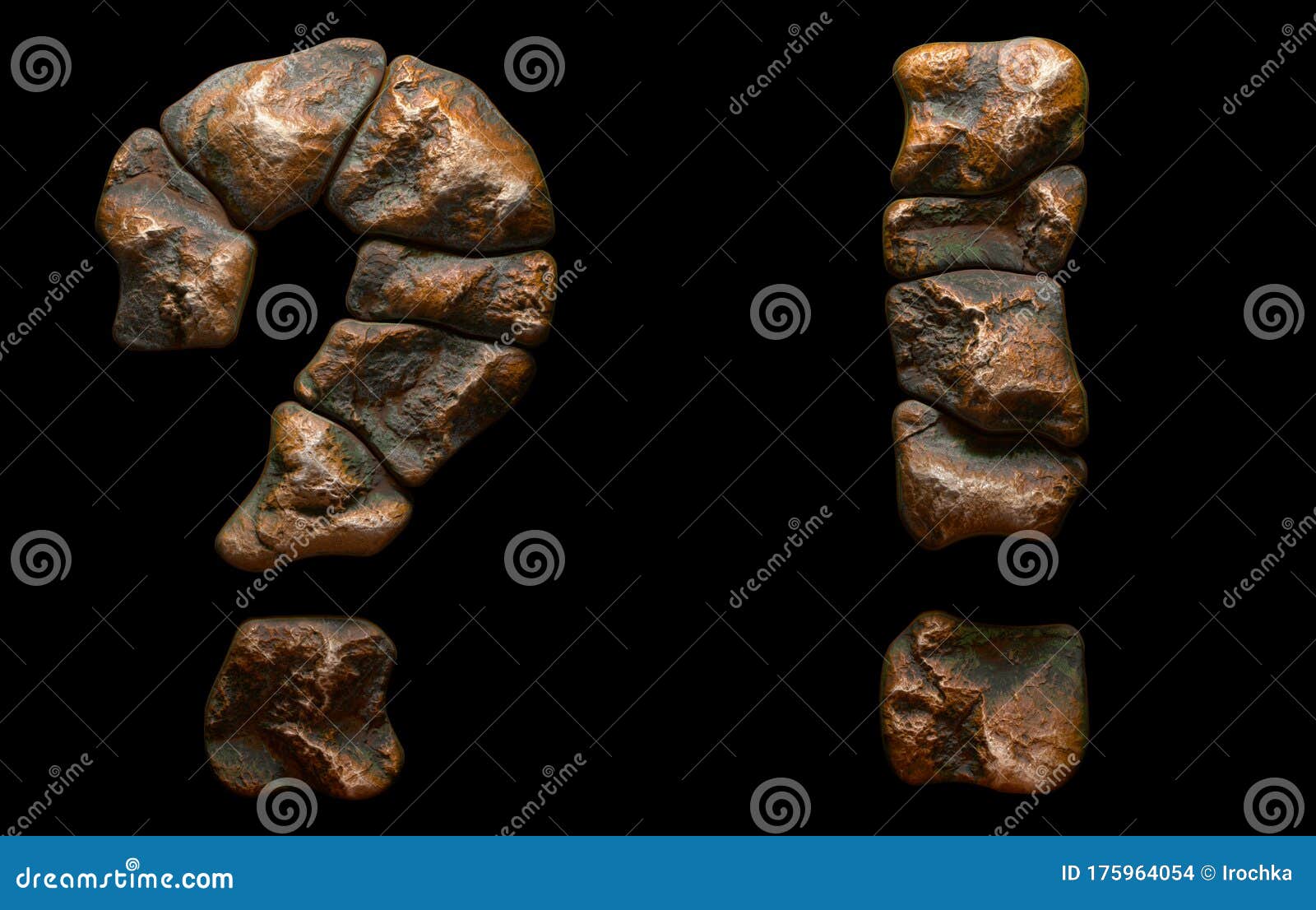 Set of Rocky Symbols Question Mark and Exclamation Mark. Font of Stone ...