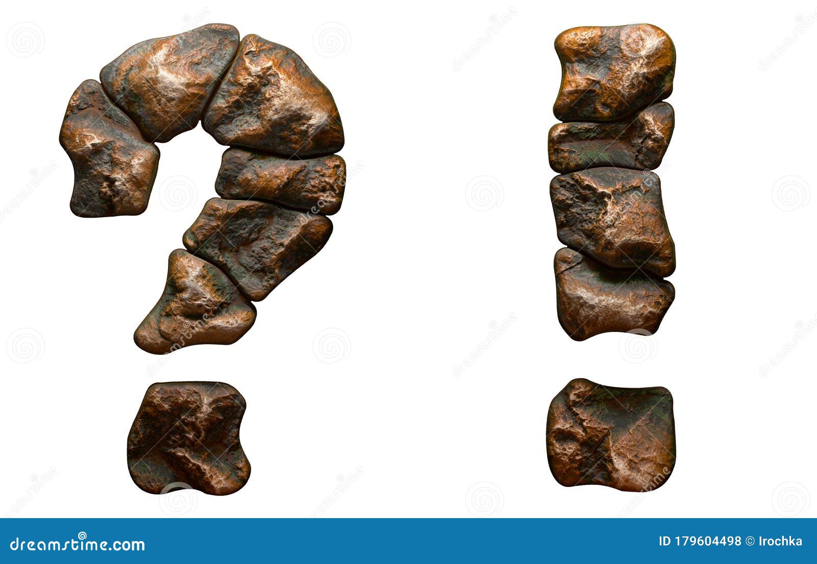 Set of Rocky Symbols Question Mark and Exclamation Mark. Font of Stone ...