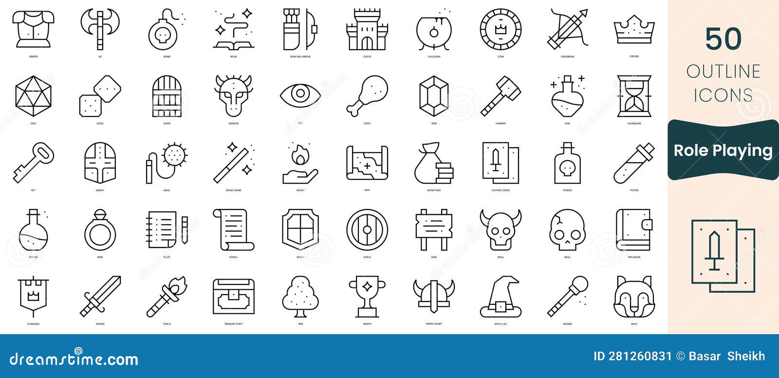 Set of Role Playing Icons. Thin Linear Style Icons Pack Stock Vector ...
