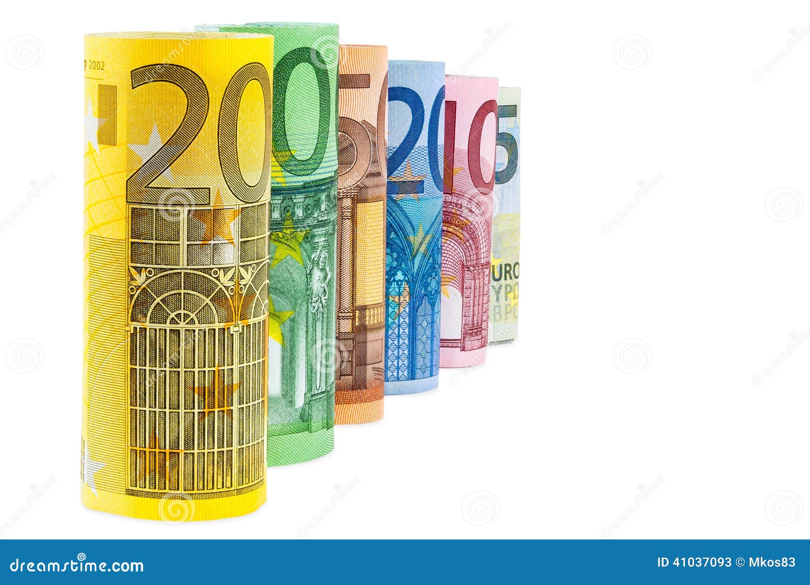 Set of Rolled Euro Banknotes Stock Image - Image of banking, investment ...