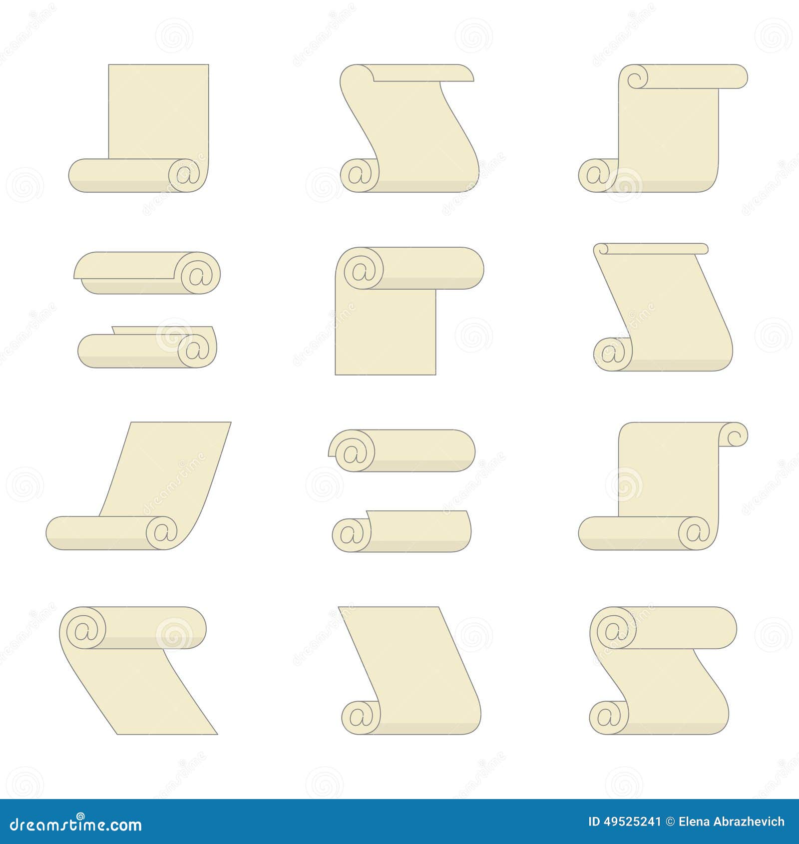 Set of rolled paper icons stock vector. Illustration of message - 49525241