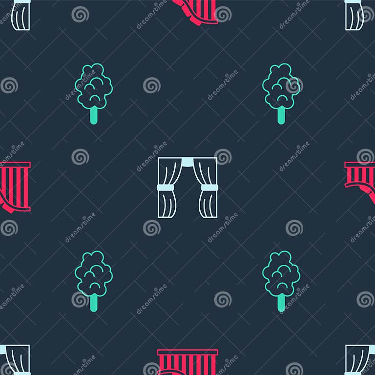 Set Roller Coaster, Circus Curtain Raises and Cotton Candy on Seamless ...