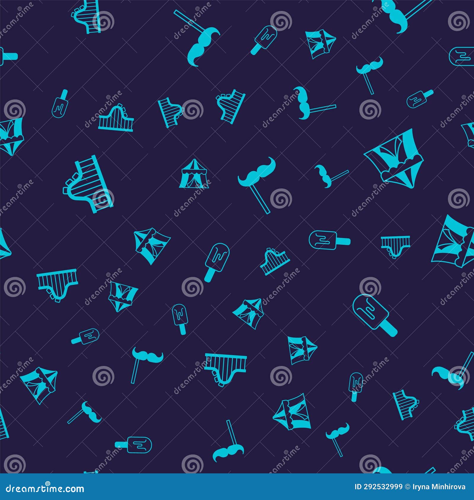 Set Roller Coaster, Circus Tent, Paper Mustache on Stick and Ice Cream ...