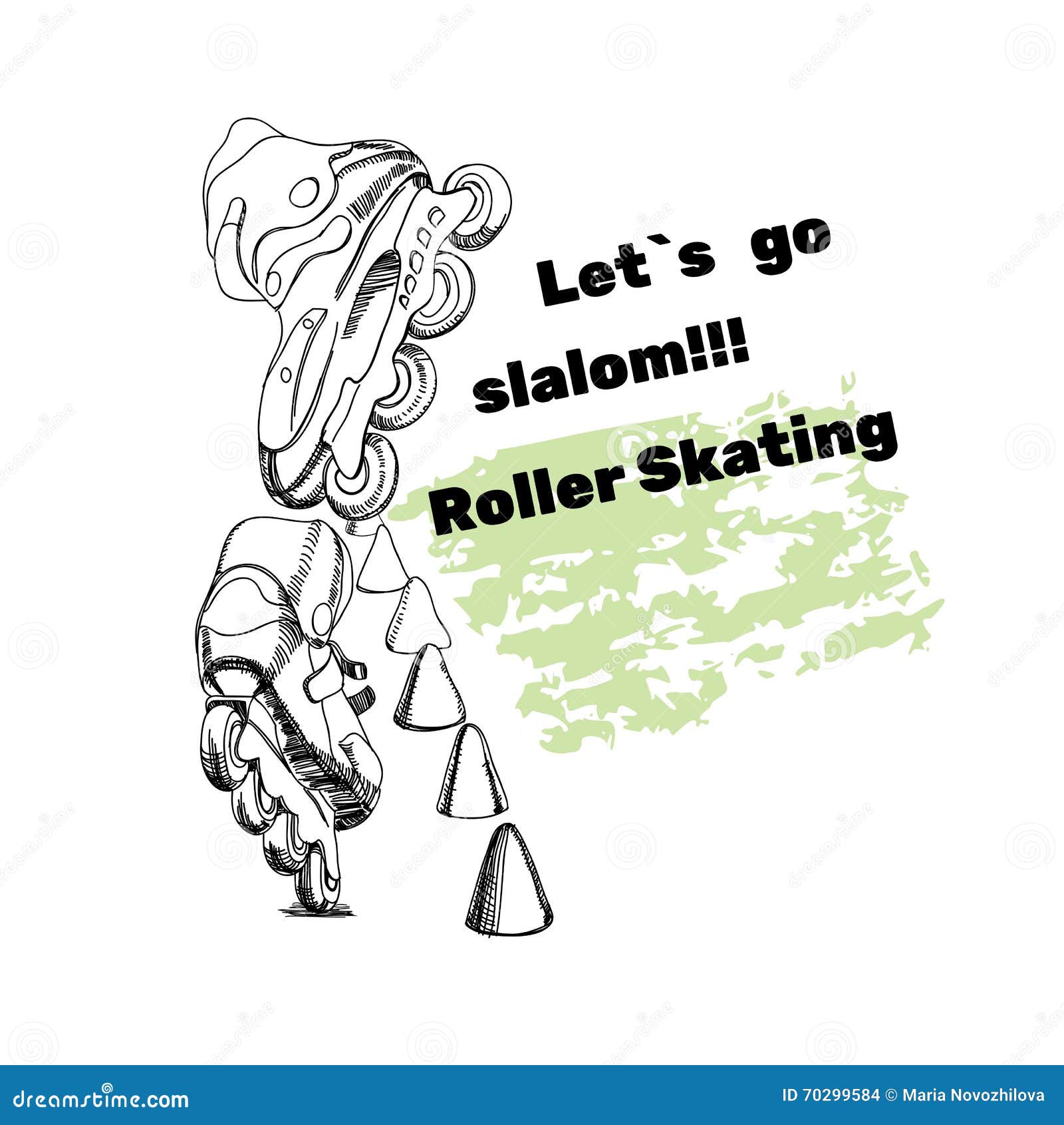 Set for Roller Skates with Text. Logo Hand Drawn Elem Stock Vector ...