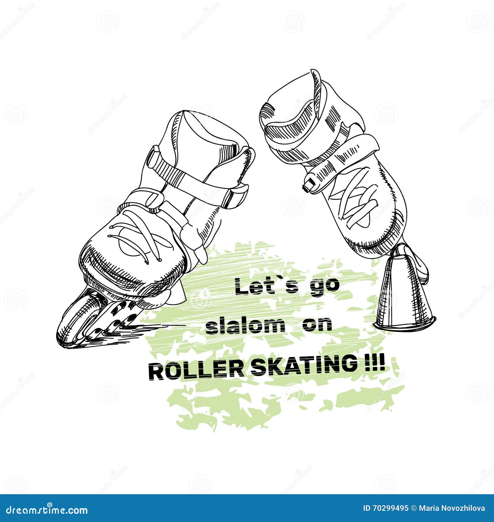 Set for Roller Skates with Text. Logo Hand Drawn Eleme Stock Vector ...