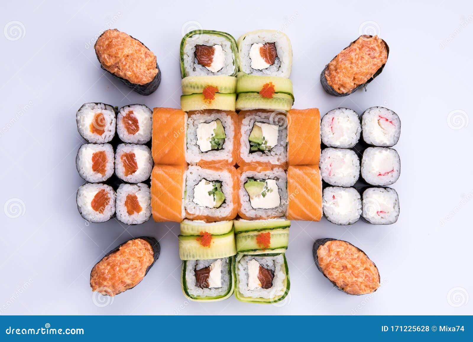 Set of Rolls on a Light Background for the Menu16 Stock Photo - Image ...