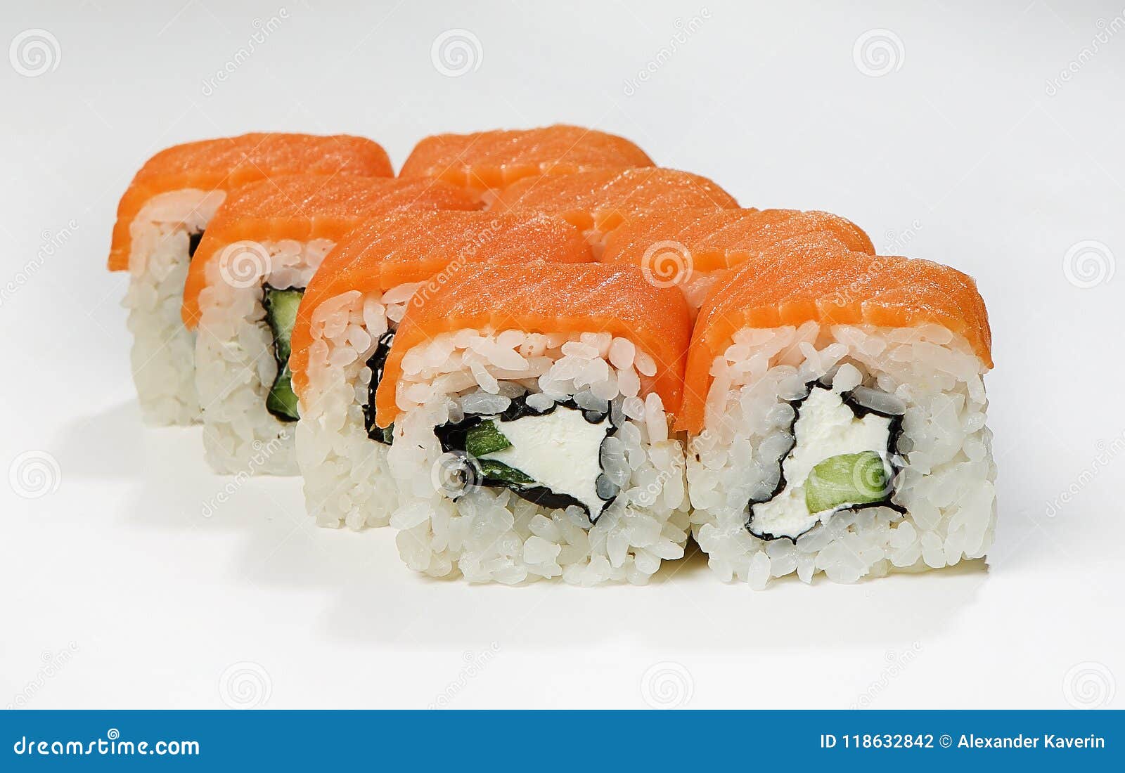 Rolls Salmon, Cucumber, Philadelphia Cheese Stock Photo - Image of asia ...