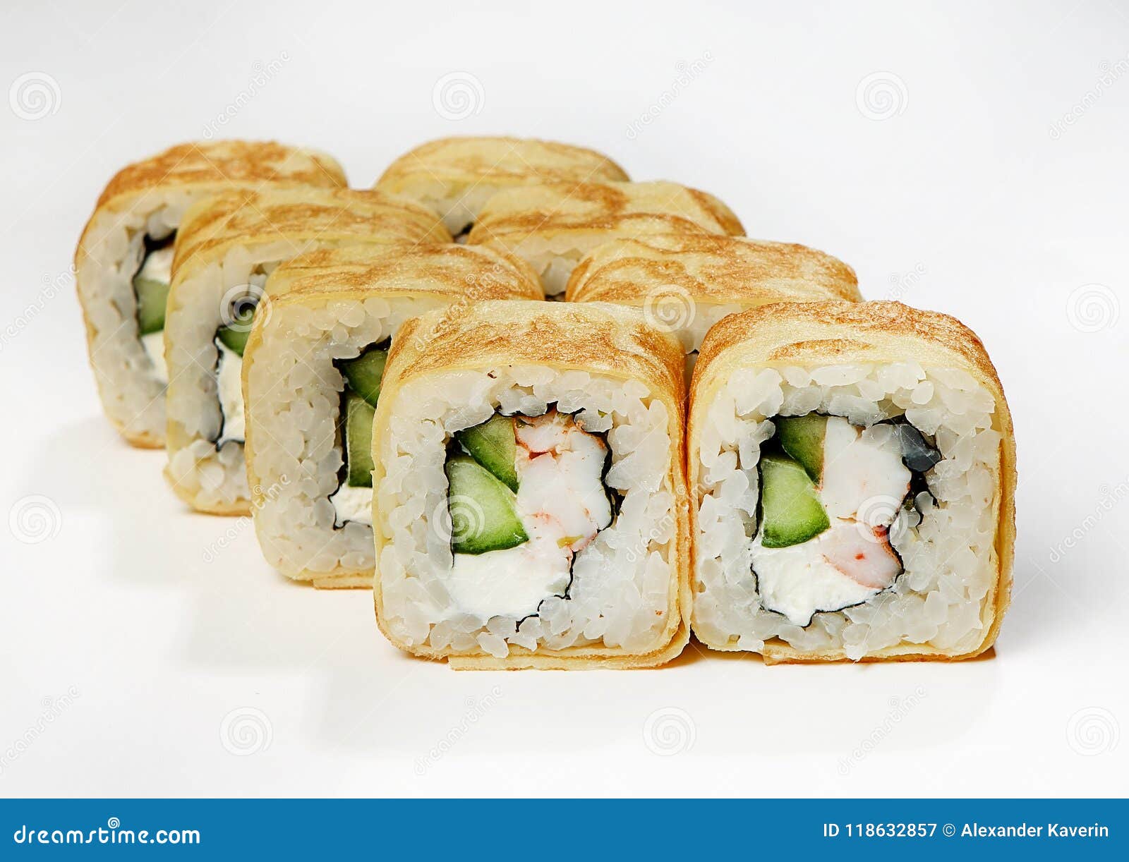 Rolls Shrimp, Omelet, Cucumber, Philadelphia Cheese Stock Image - Image ...