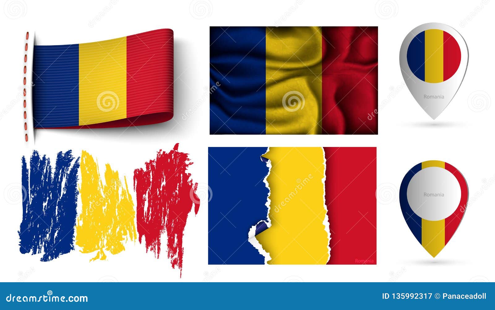 Set of Romania Flags Collection Isolated Stock Illustration ...