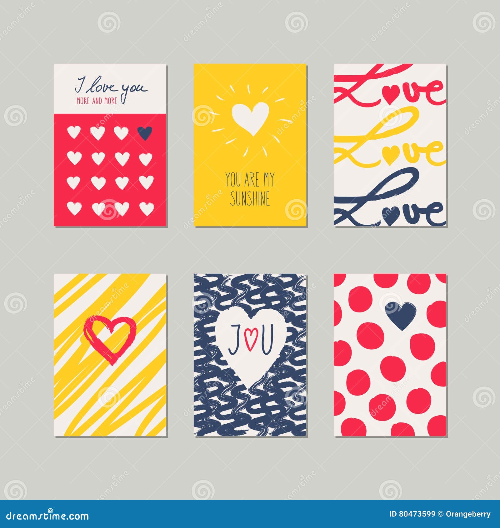 Set of romantic cards stock vector. Illustration of heartbeat - 80473599