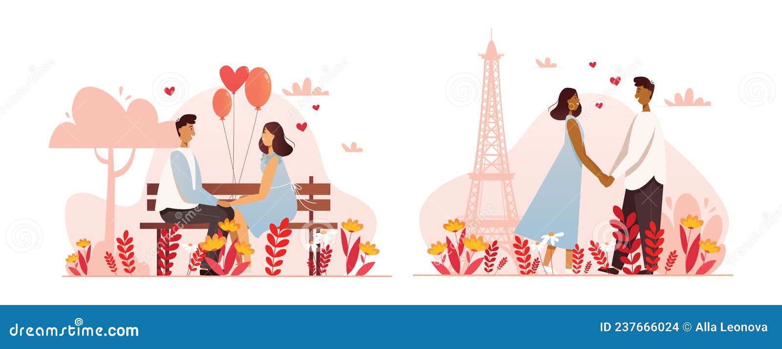 A Set of Romantic Characters in Different Poses. Couples in Love ...