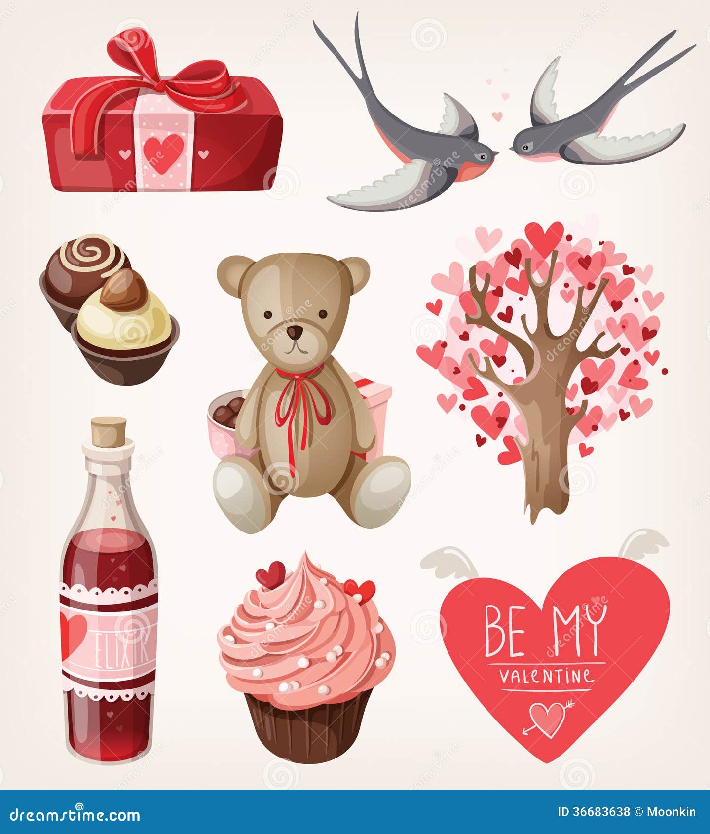 Set of Romantic Items for Valentine Stock Illustration - Illustration ...