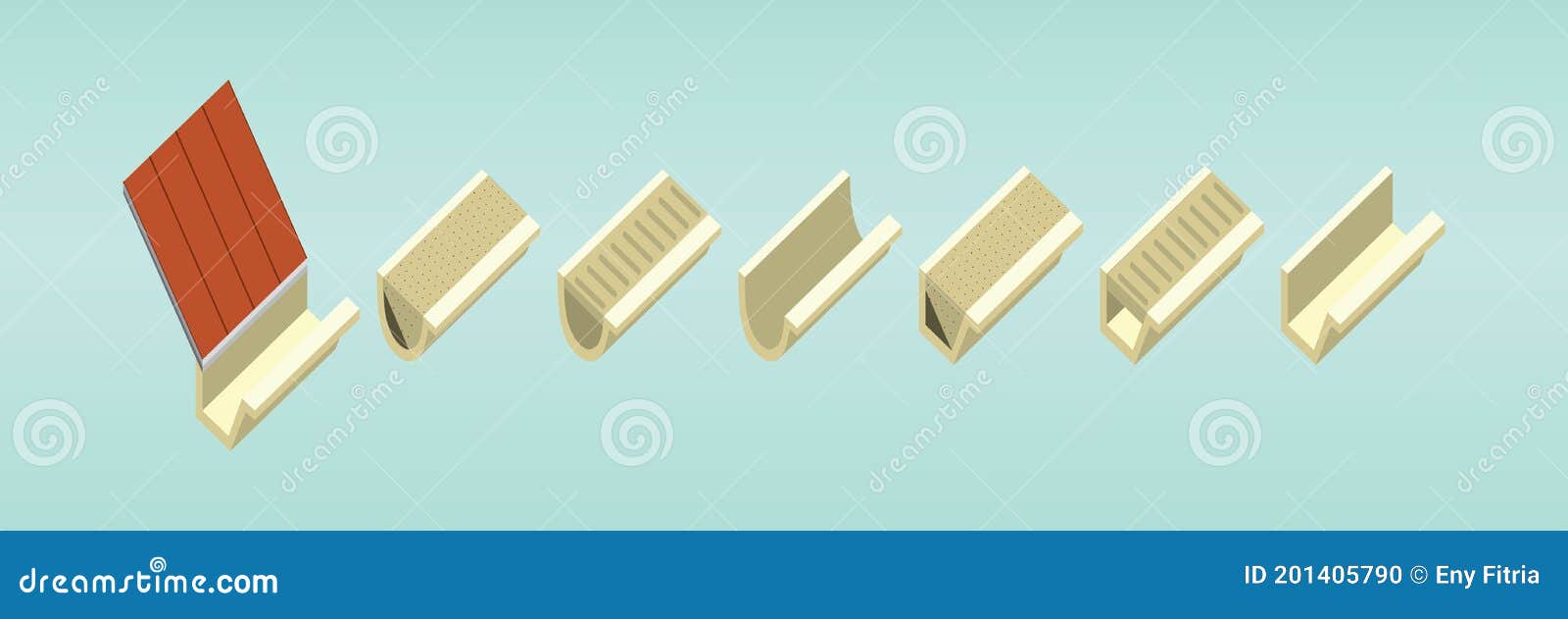 Set of Roof Gutter or Rain Gutter and Drainage. Cartoon Icon Design ...