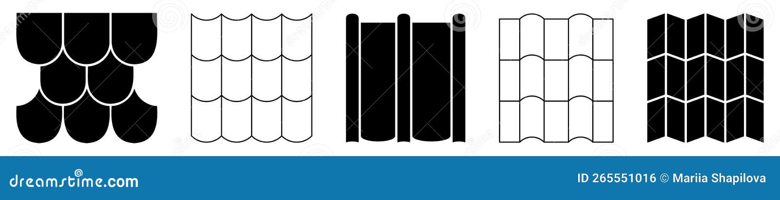 Set of roof tiles stock vector. Illustration of metal - 265551016