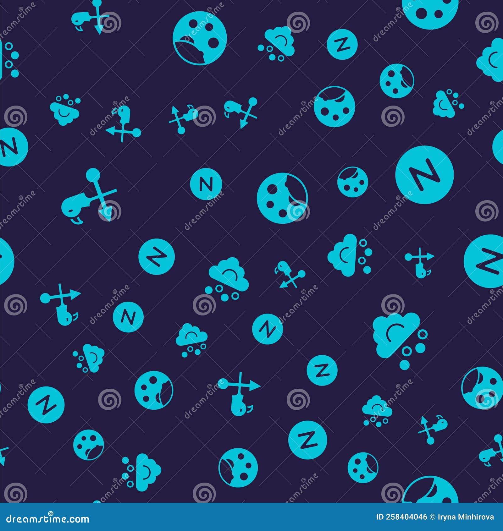 Set Rooster Weather Vane, Compass North, Moon Phases and Hail Cloud on ...