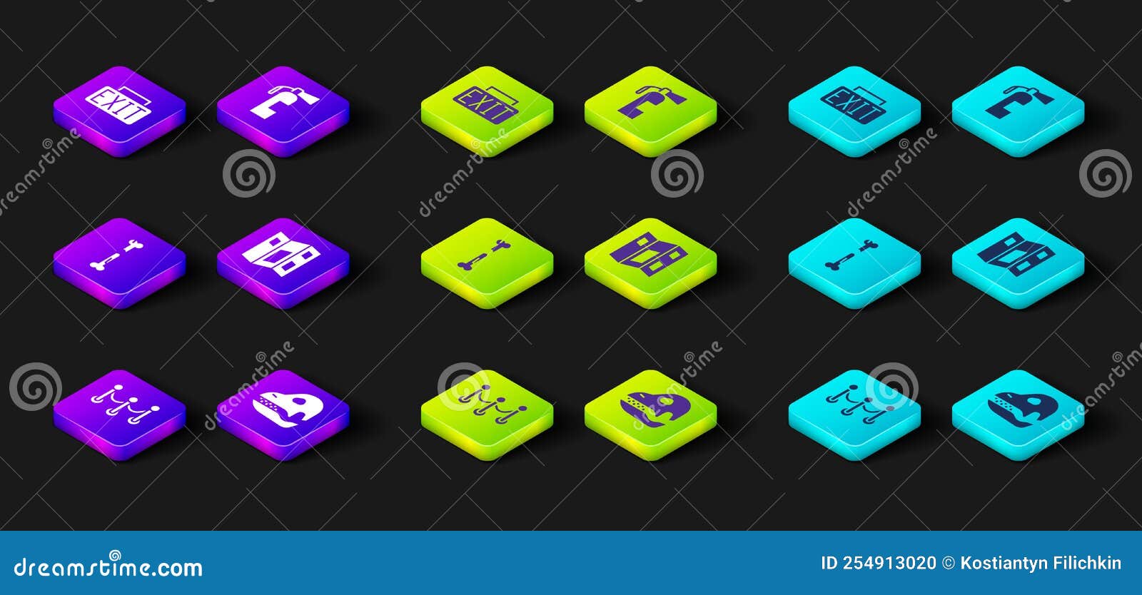 Set Rope Barrier, Dinosaur Skull, Human Broken Bone, Museum Guide ...