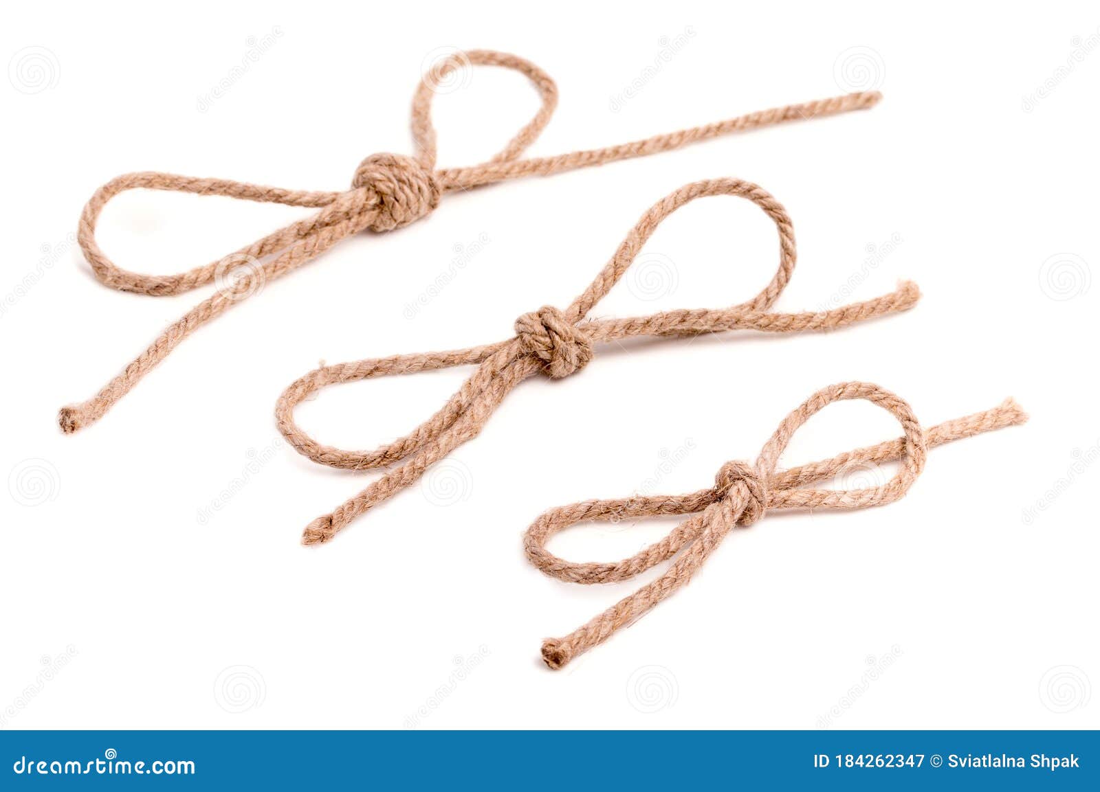 Set of 3 Rope Bow Knots, Isolated on White Background Stock Image ...