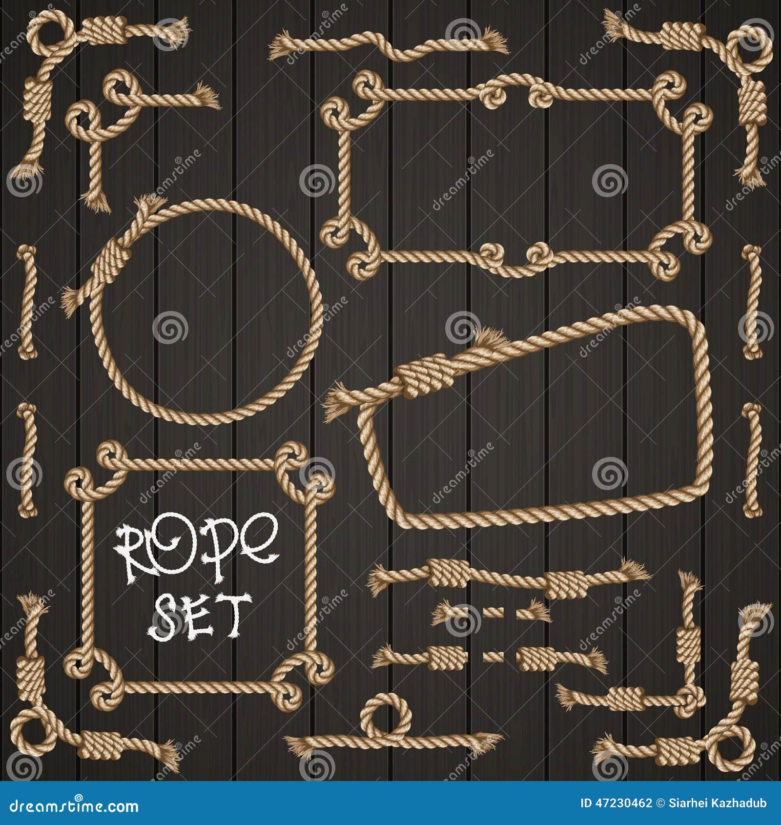 Set of Rope Elements for Design Stock Vector - Illustration of corner ...