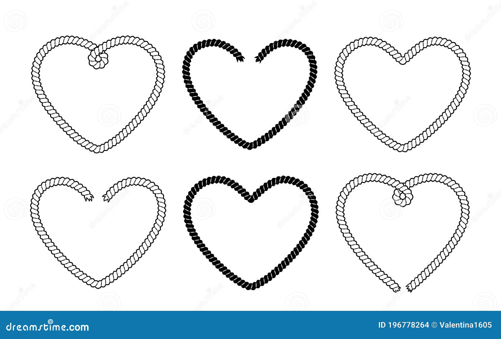 Set Of Rope Heart Knots Cartoon Vector | CartoonDealer.com #65702983