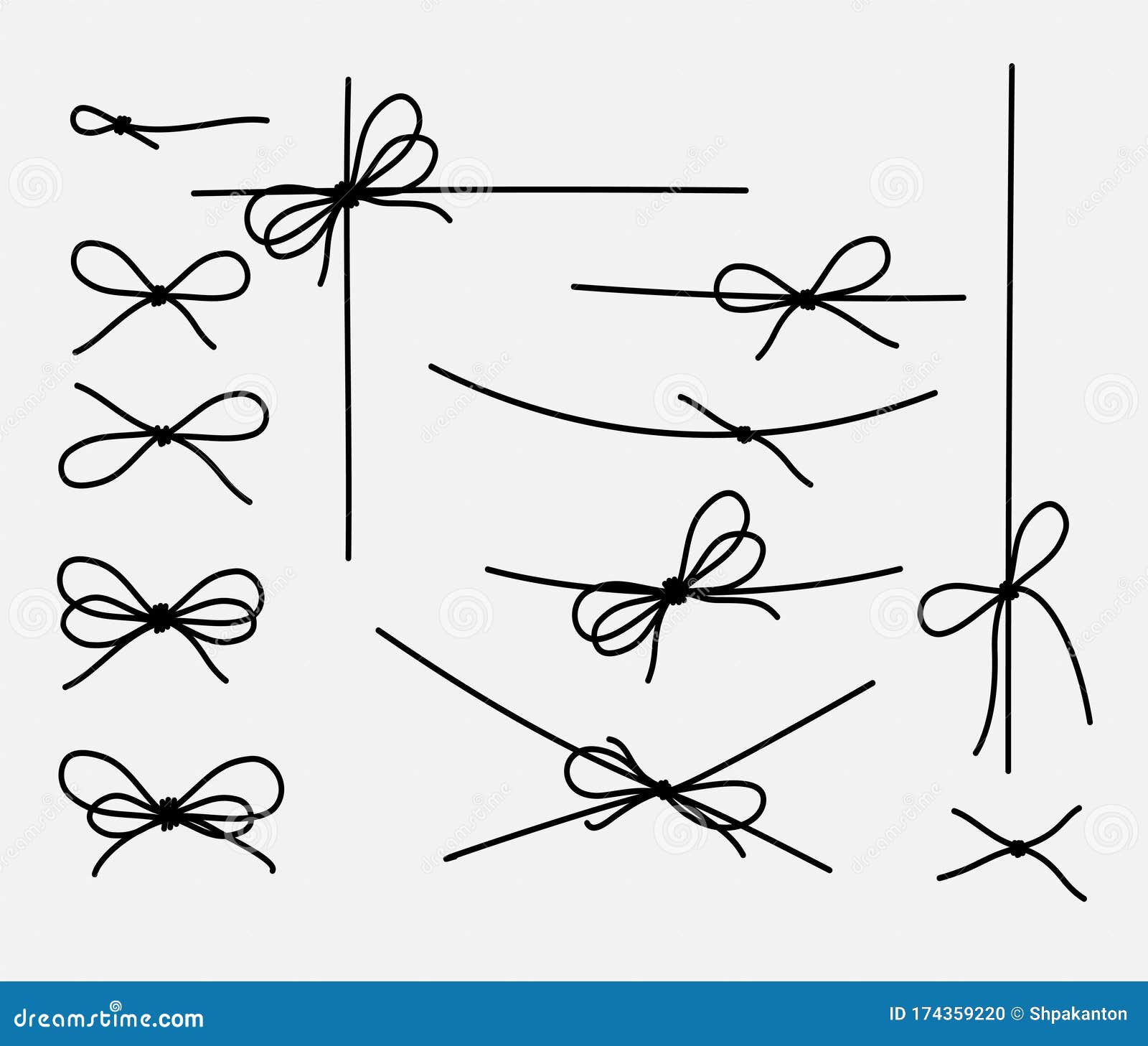 Set of Rope Knots, Marine Knots, Bows, Vector Illustration Stock Vector ...