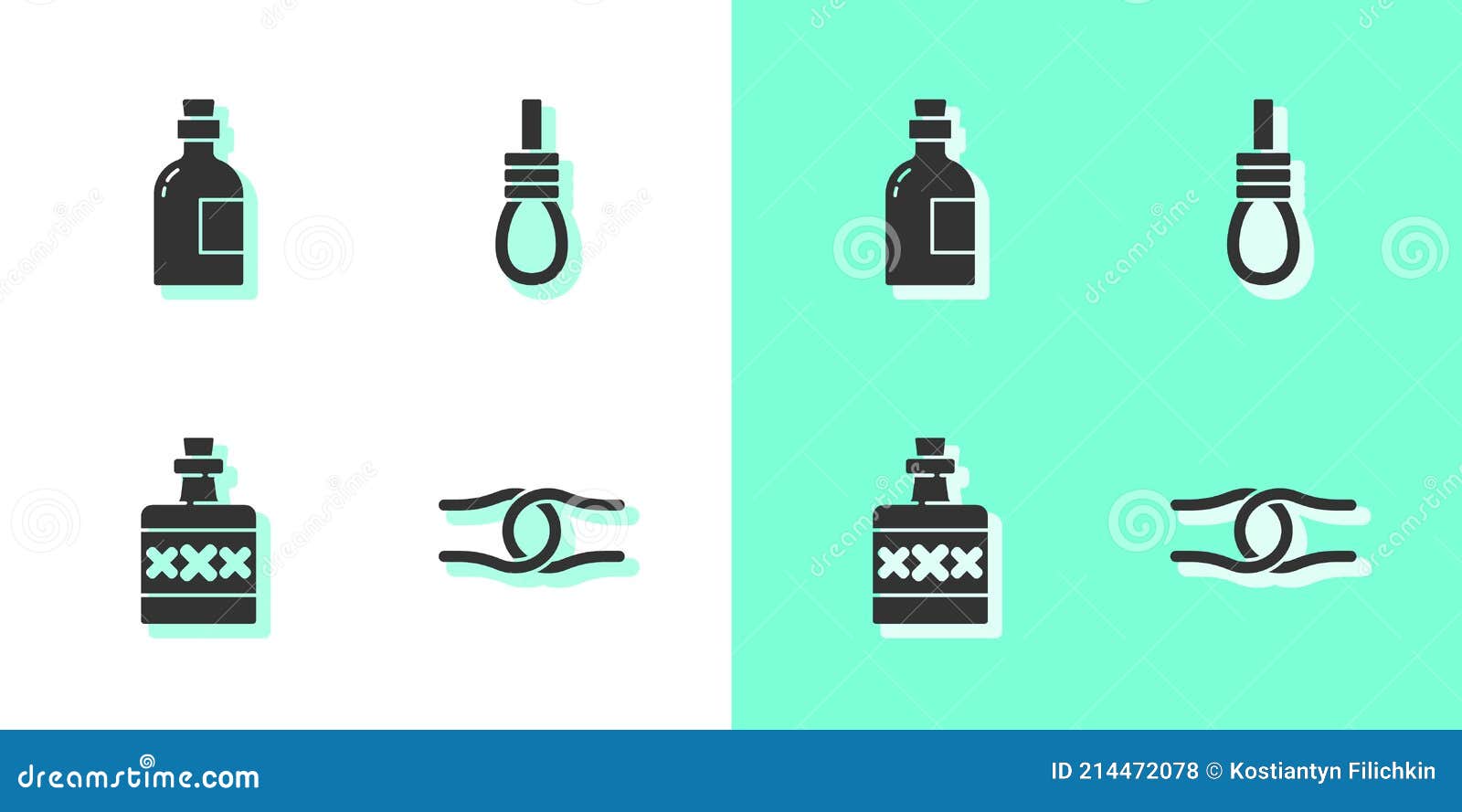 Set Rope Tied in a Knot, Alcohol Drink Rum, and Gallows Rope Loop ... Set Rope Tied in a Knot, Alcohol Drink Rum, and Gallows Rope Loop ...