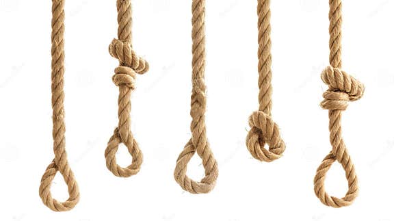 A Set of Ropes of Different Thicknesses with Different Knots Stock ...