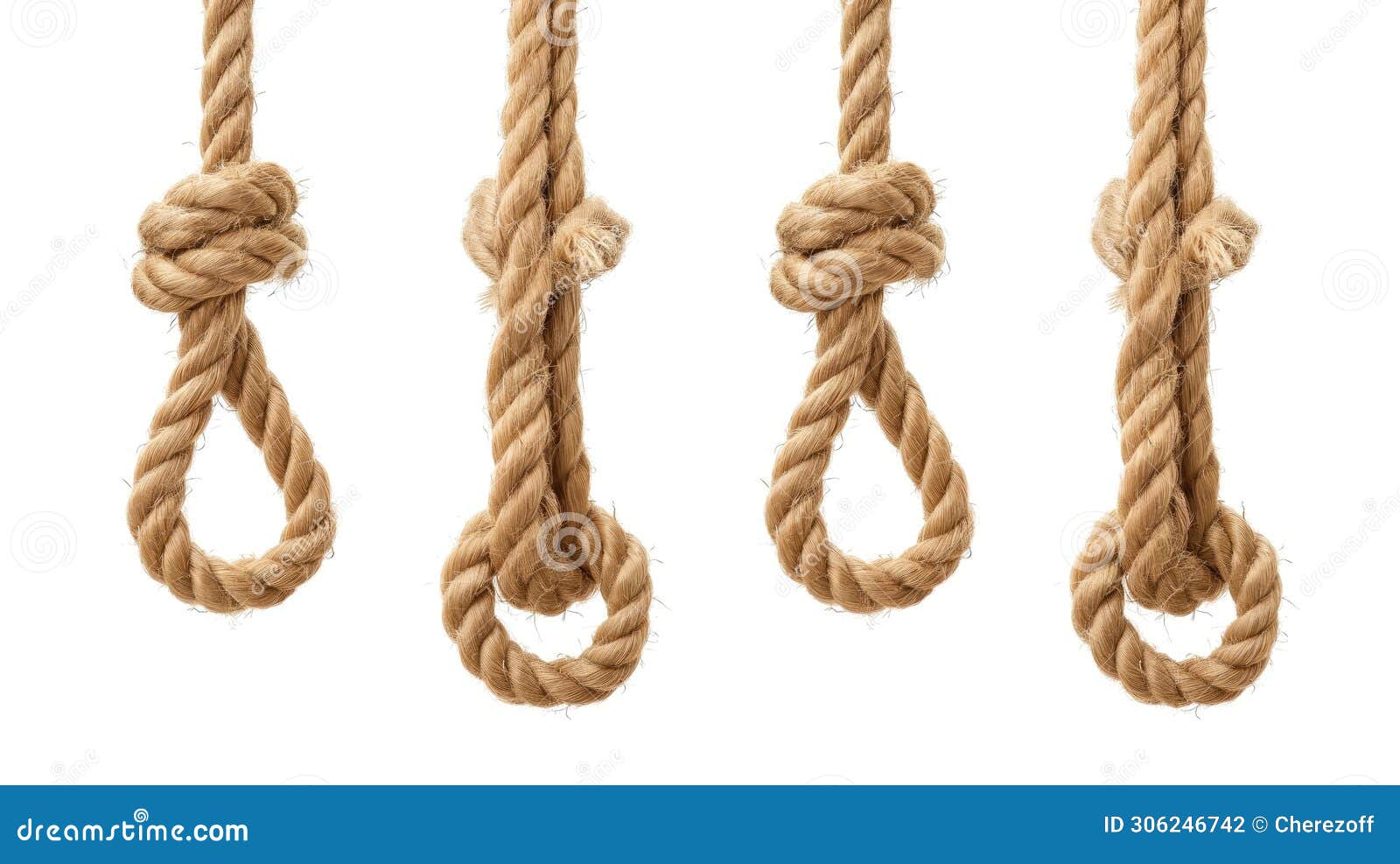 A Set of Ropes of Different Thicknesses with Different Knots Stock ...