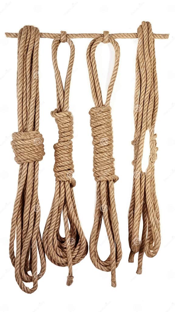 A Set of Ropes of Different Thicknesses with Different Knots Stock ...