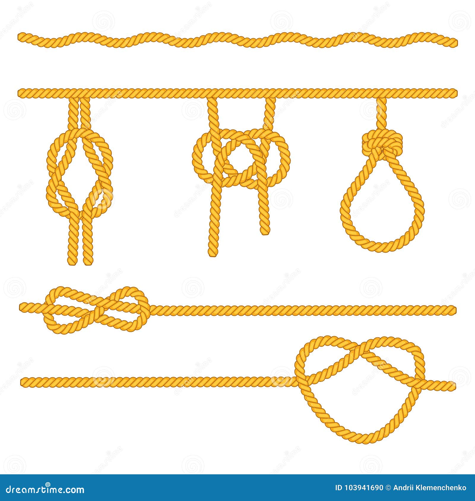 Rope Knots Collection. Decorative Elements. Vector Illustration. Stock ...