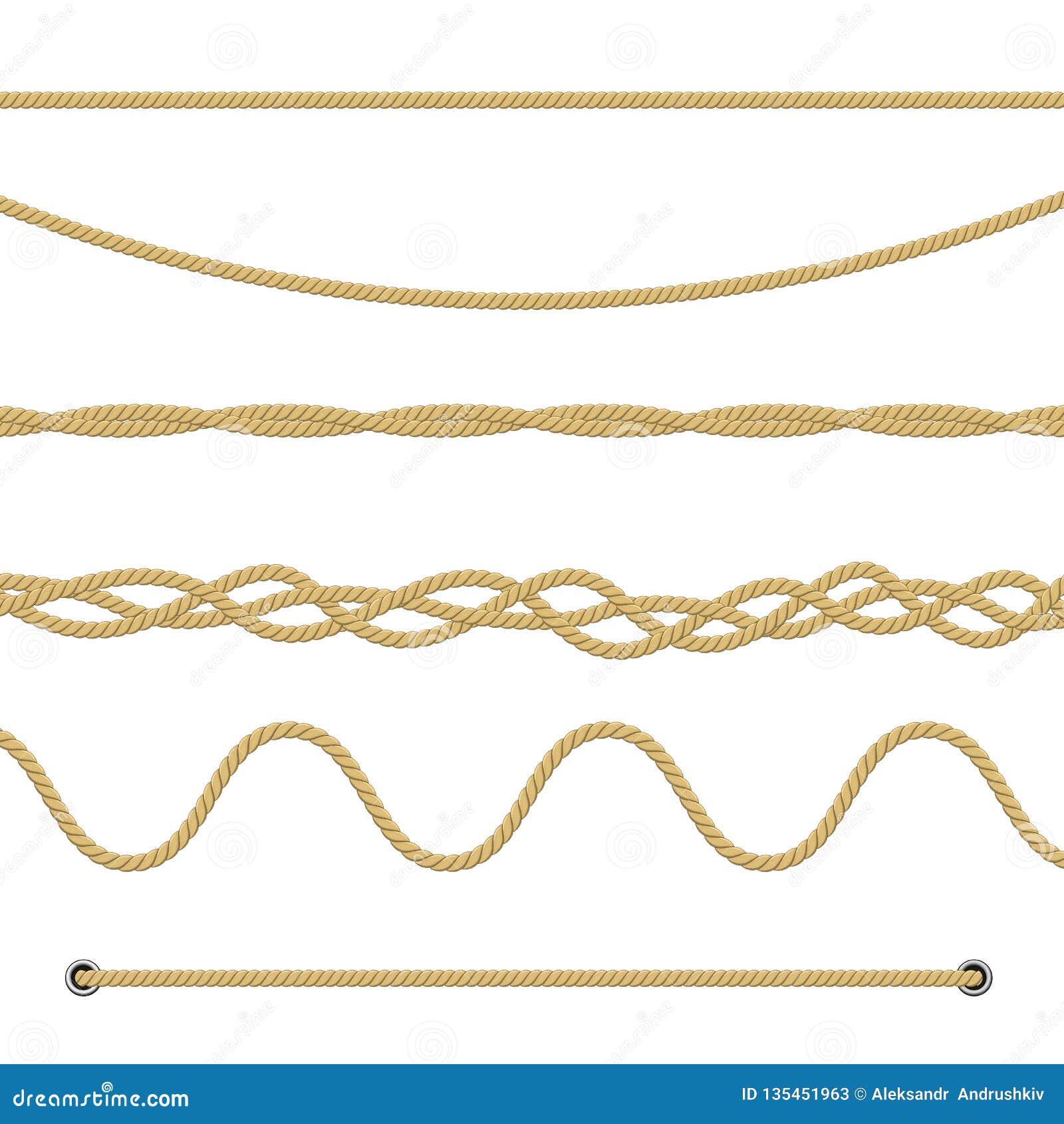 Set of ropes stock vector. Illustration of cord, black - 135451963