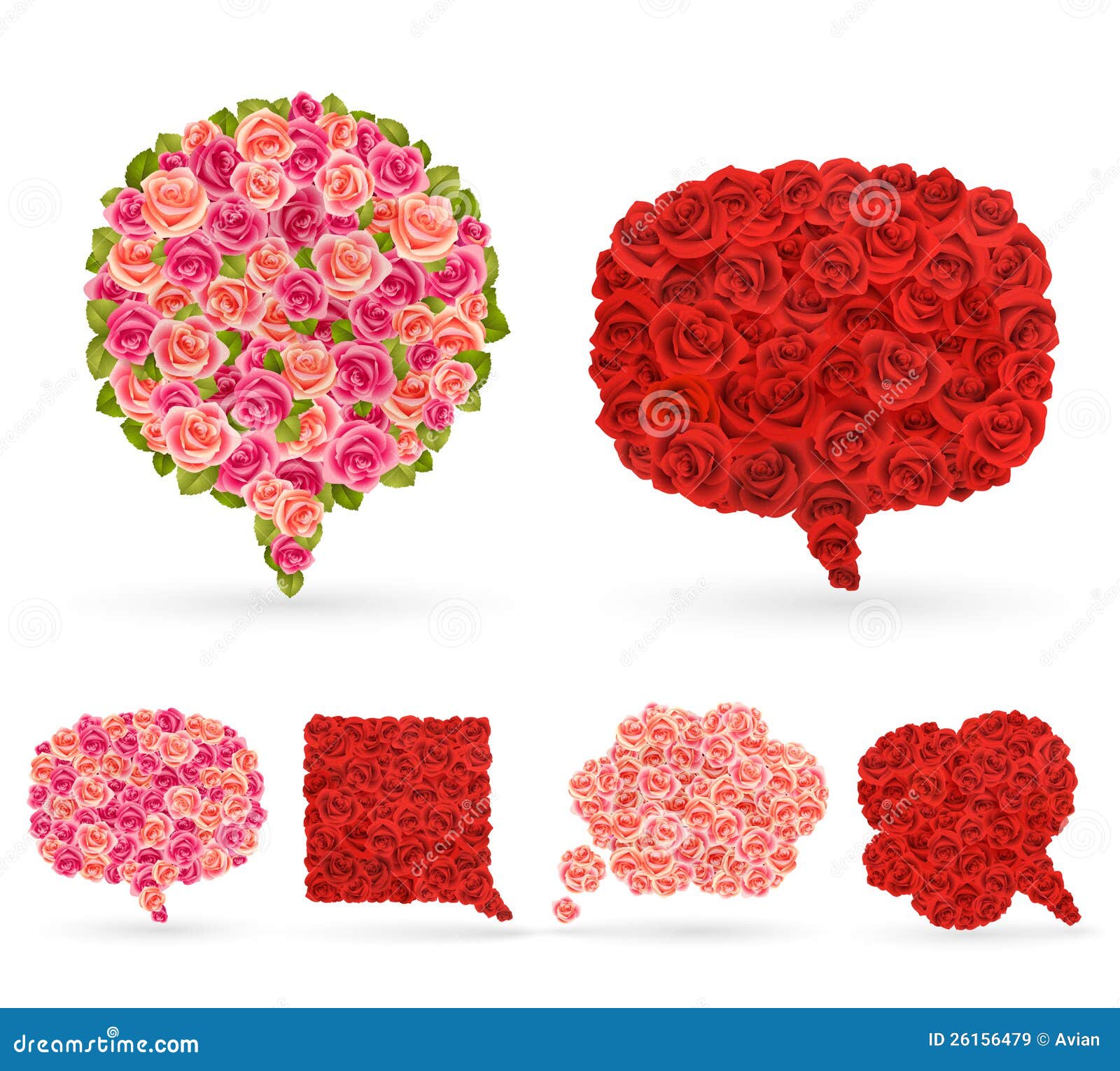 Set of Rose Bubbles for Speech. Stock Vector - Illustration of flower ...