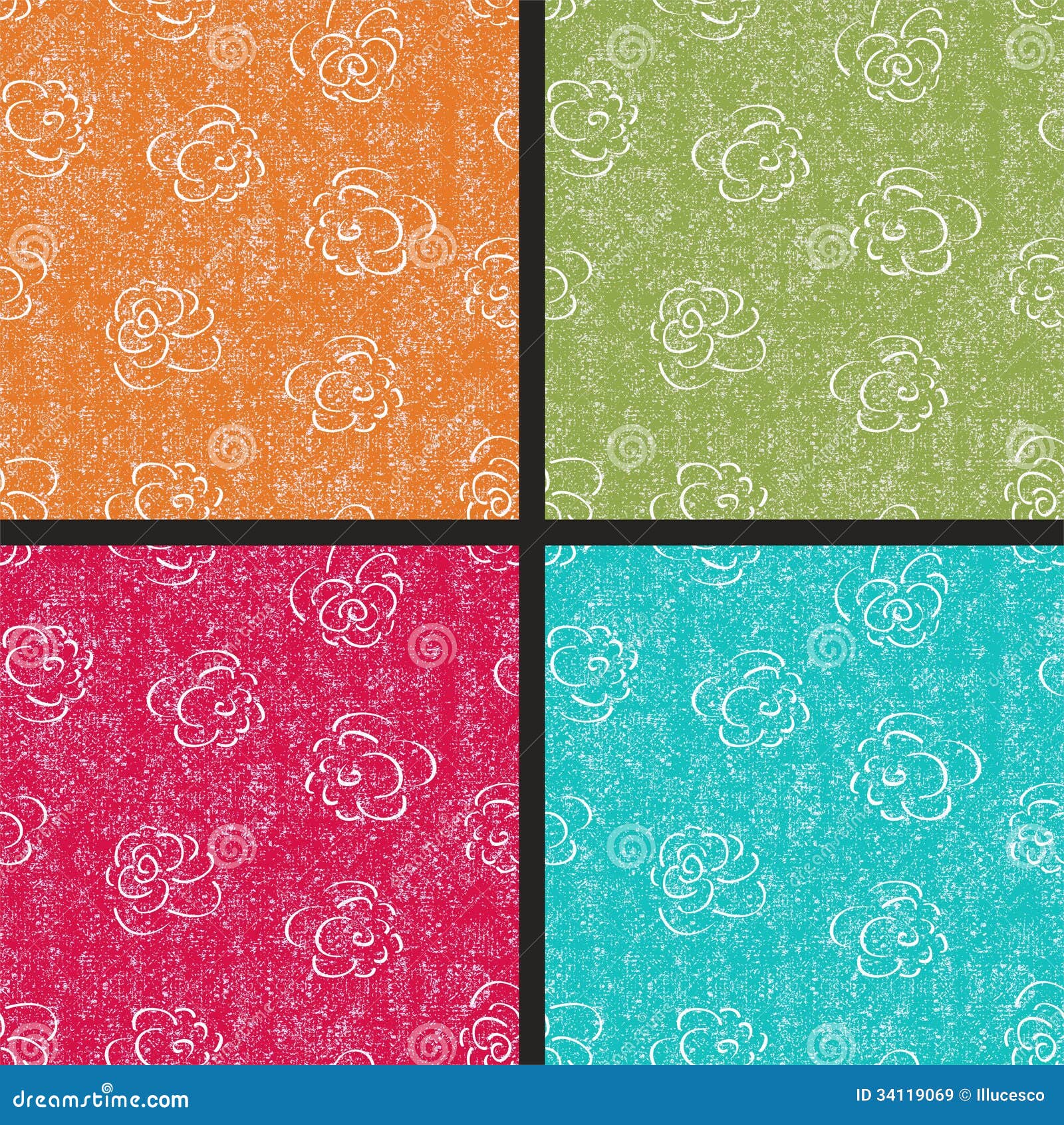 Set of Rose Seamless Retro Patterns Stock Vector - Illustration of ...