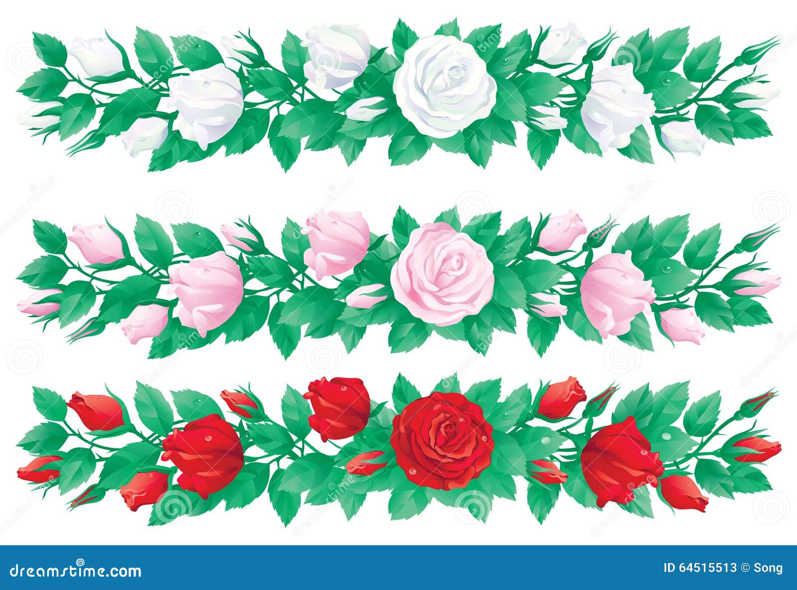 Set of Roses garlands stock vector. Illustration of wreath - 64515513
